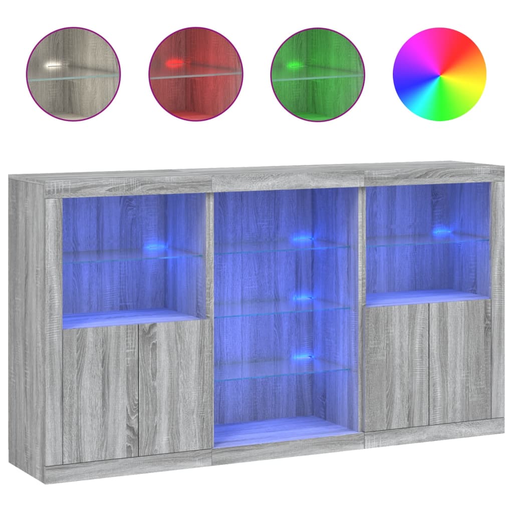 Buffet LED gris Sonoma 181,5x37x100 cm | Leroy Merlin
