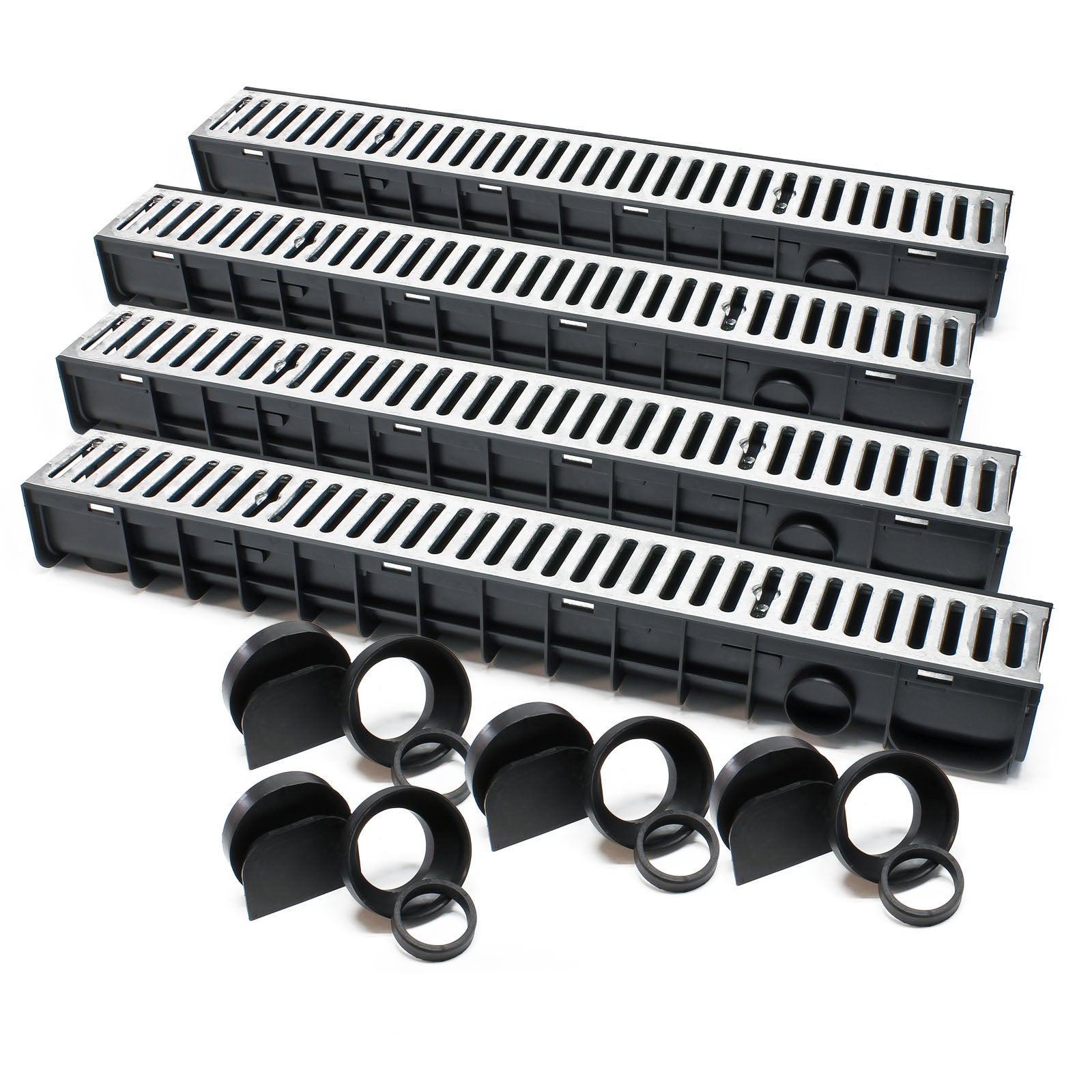 4x Caniveau – 1000 x 140 x 115 mm – Capacité de charge 1,5 t – avec ...