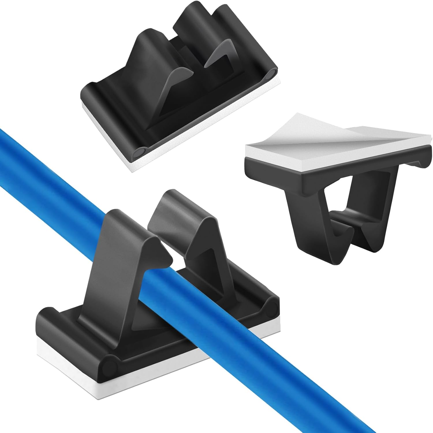 Lot de 50 clips de câble autocollants noirs pour gestion des câbles d ...