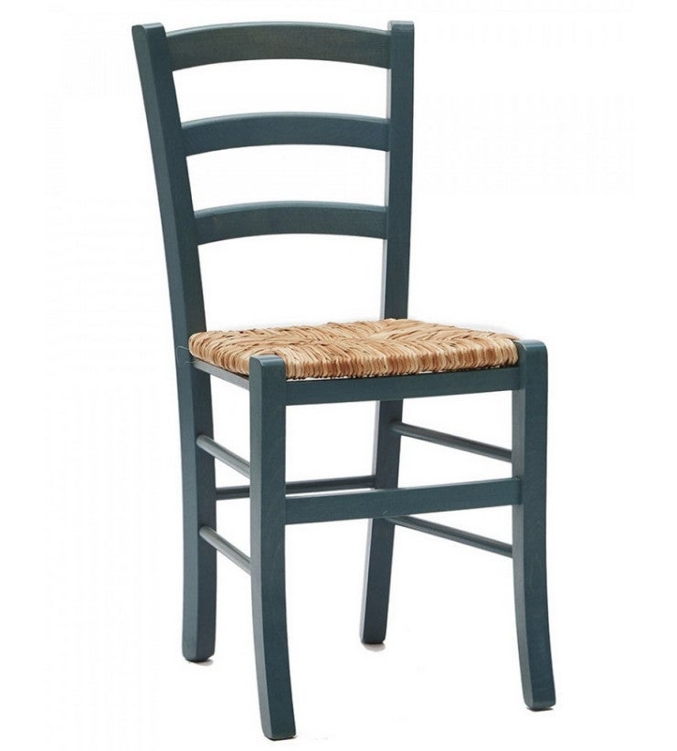 Chaise en bois de hêtre et paille Naturalia - Lot de 2-Couleur Bleu ...