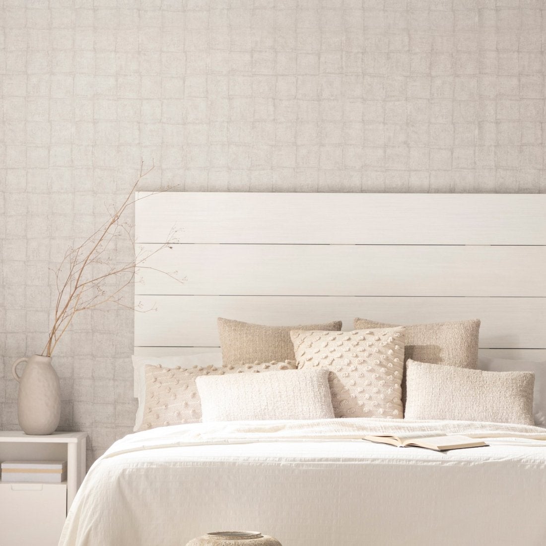 Tête de lit blanc en placage naturel pour lit de 135, 150 et 160 Leira ...