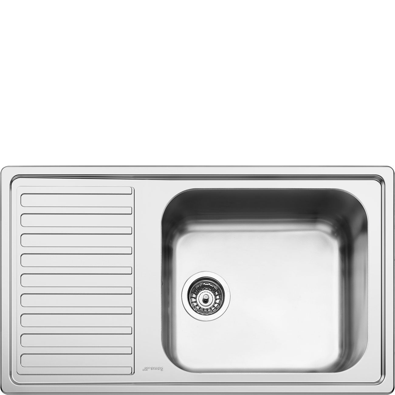 Evier à encastrer 1 bac avec égouttoir inox micro anti-griffes Smeg ...