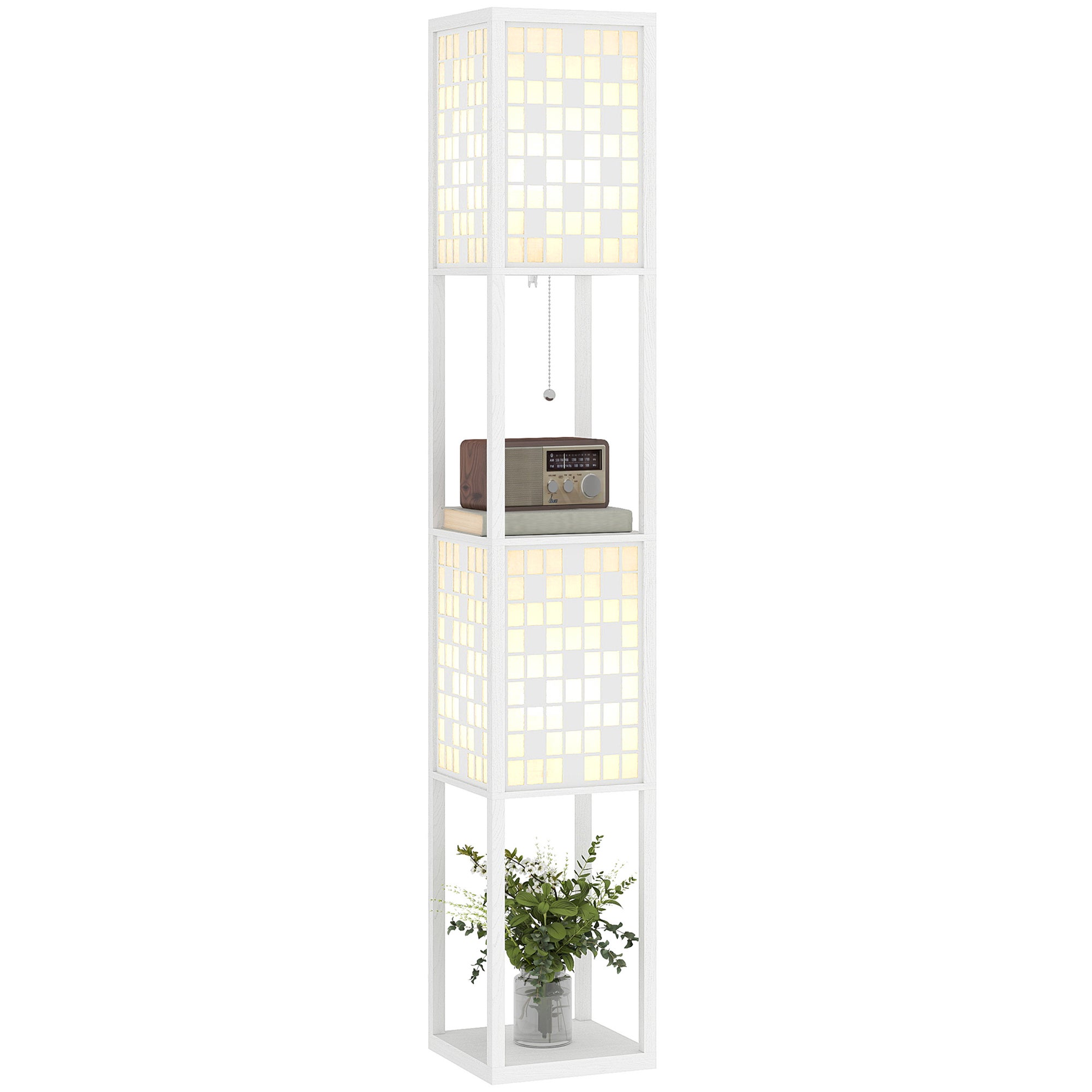 Lampadaire à motif quadrillé, étagères à 2 niveaux, compatible avec ...