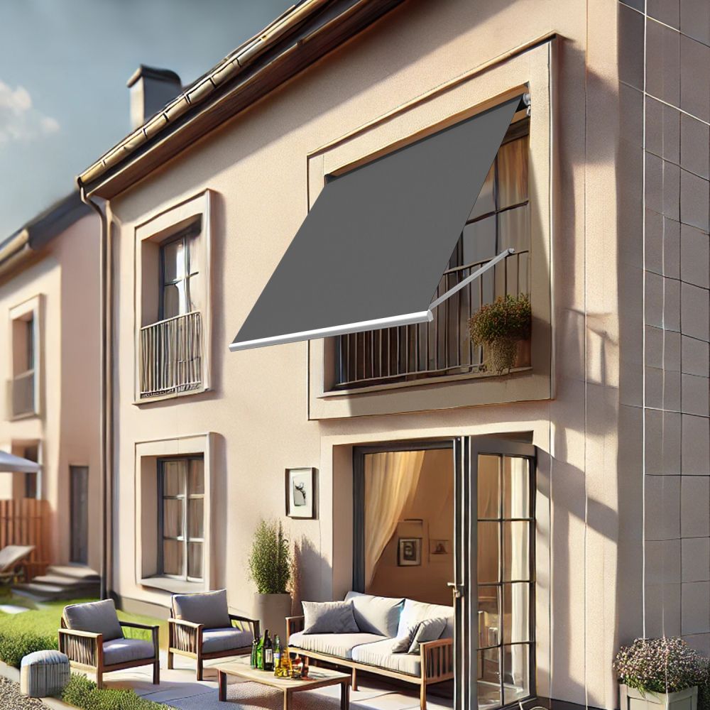 SIENNE - Store de balcon (Gris anthracite - Blanc RAL9010 - 4.00m x 0 ...