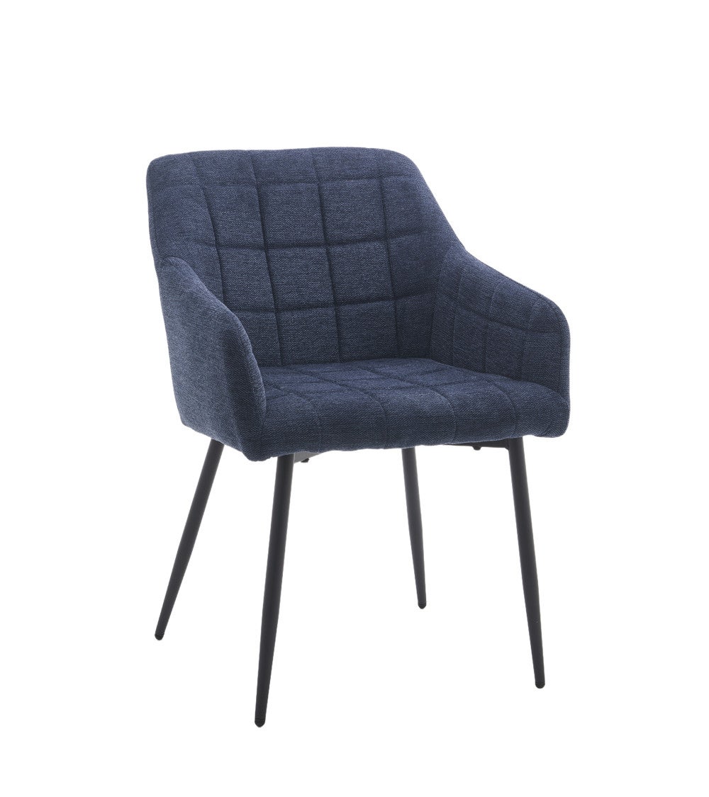 Silla Comedor con reposabrazos FREYA, sillón butaca en terciopelo Azul ...