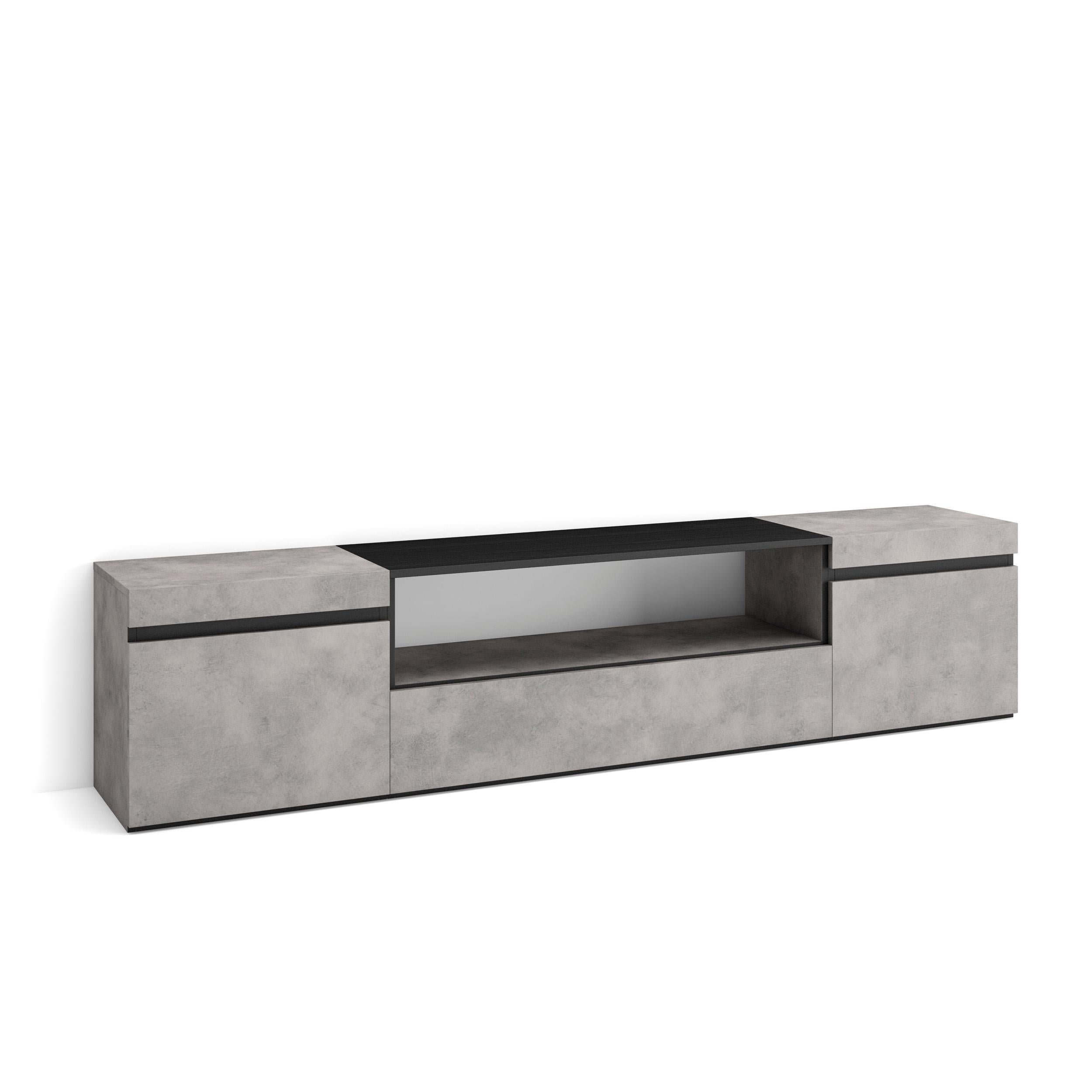 Mueble TV, Televisión, 200x35x45cm, Con almacenamiento, Cemento | Leroy ...