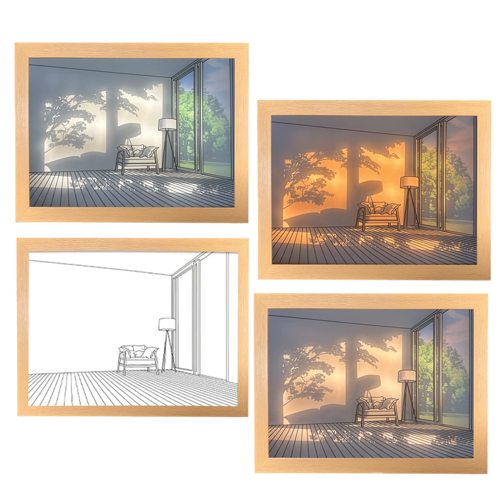 Tableau lumineux LED 3 couleurs, format A4, effet soleil et ombre ...