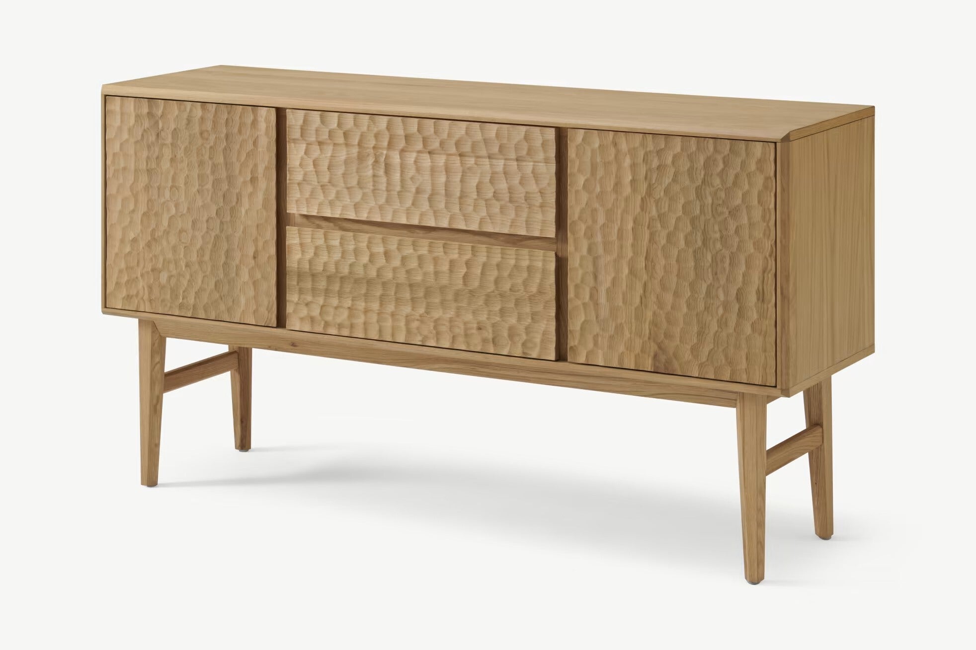 Abbon buffet en chêne - 2 Tiroirs - 2 Portes - Façades texturées - L150 ...