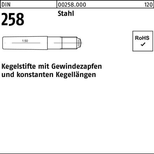 Kegelstift DIN 258 m.Gewindezapfen 16 x 100 Stahl DIN 258 10 Stüc ...