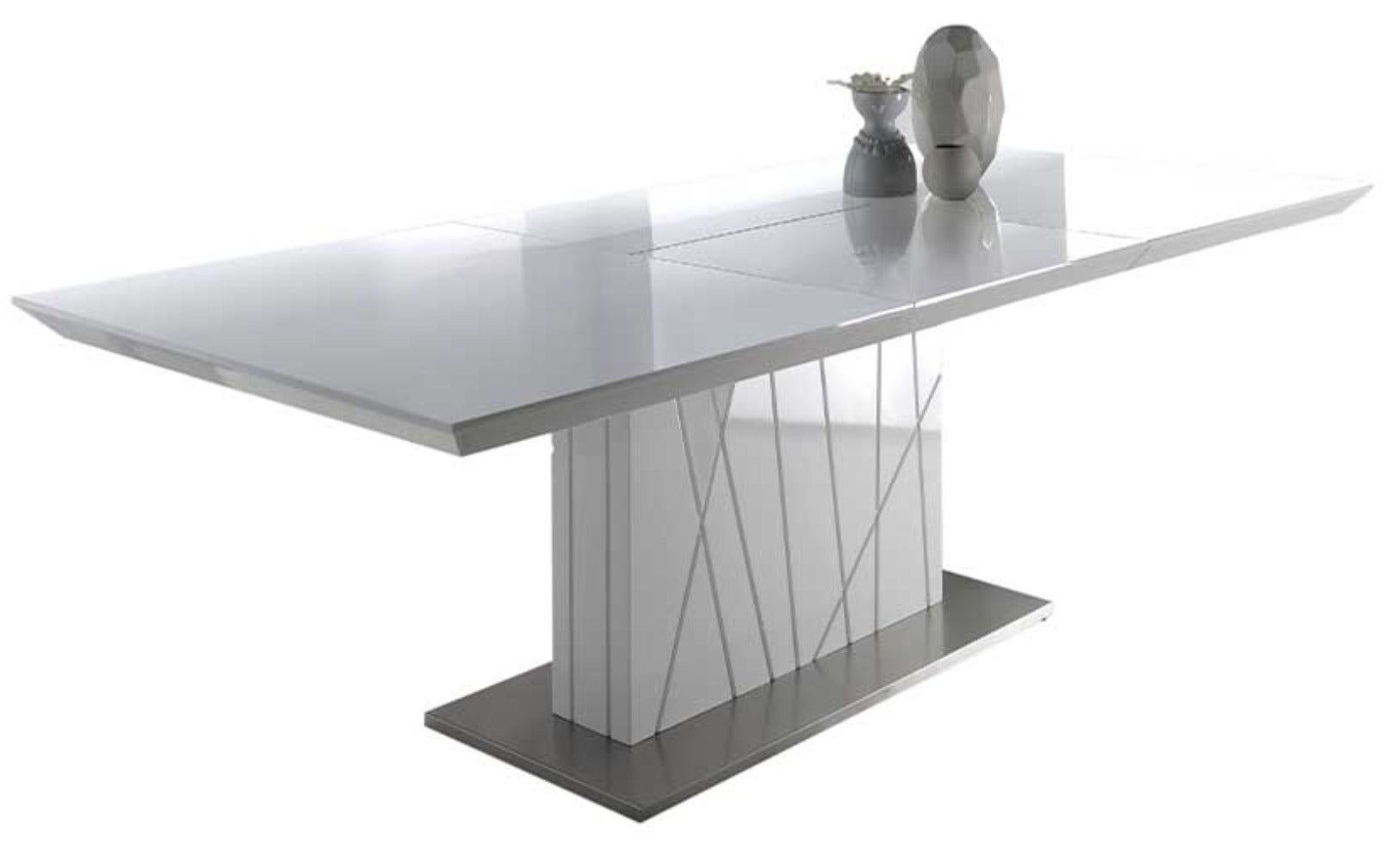 Table à manger design extensible blanc laqué et pieds acier blanc Cesar 160 à 220cm | Leroy Merlin