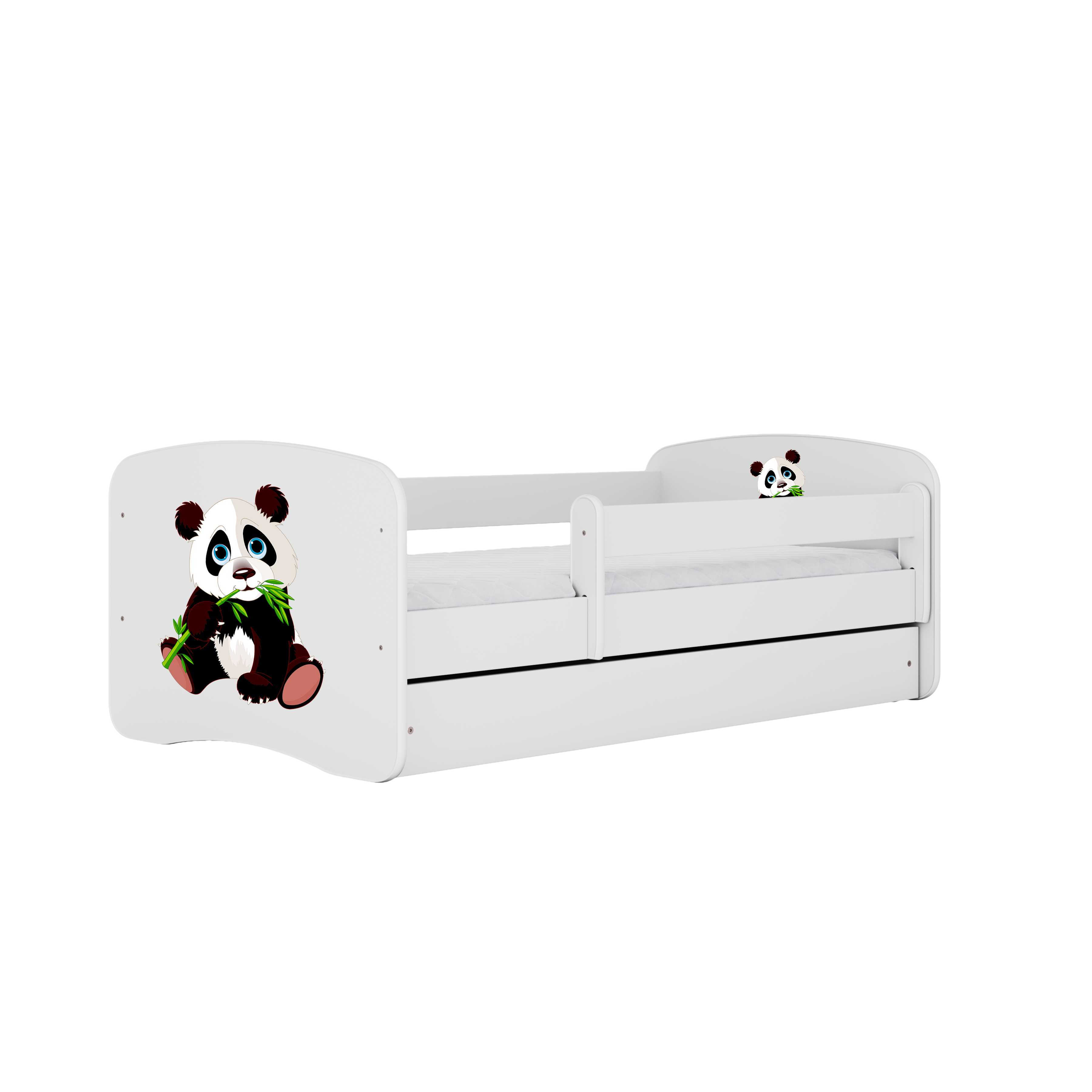 Lit bébé Panda 2 avec tiroir sans matelas Blanc Lit d'adolescent 90/61 ...