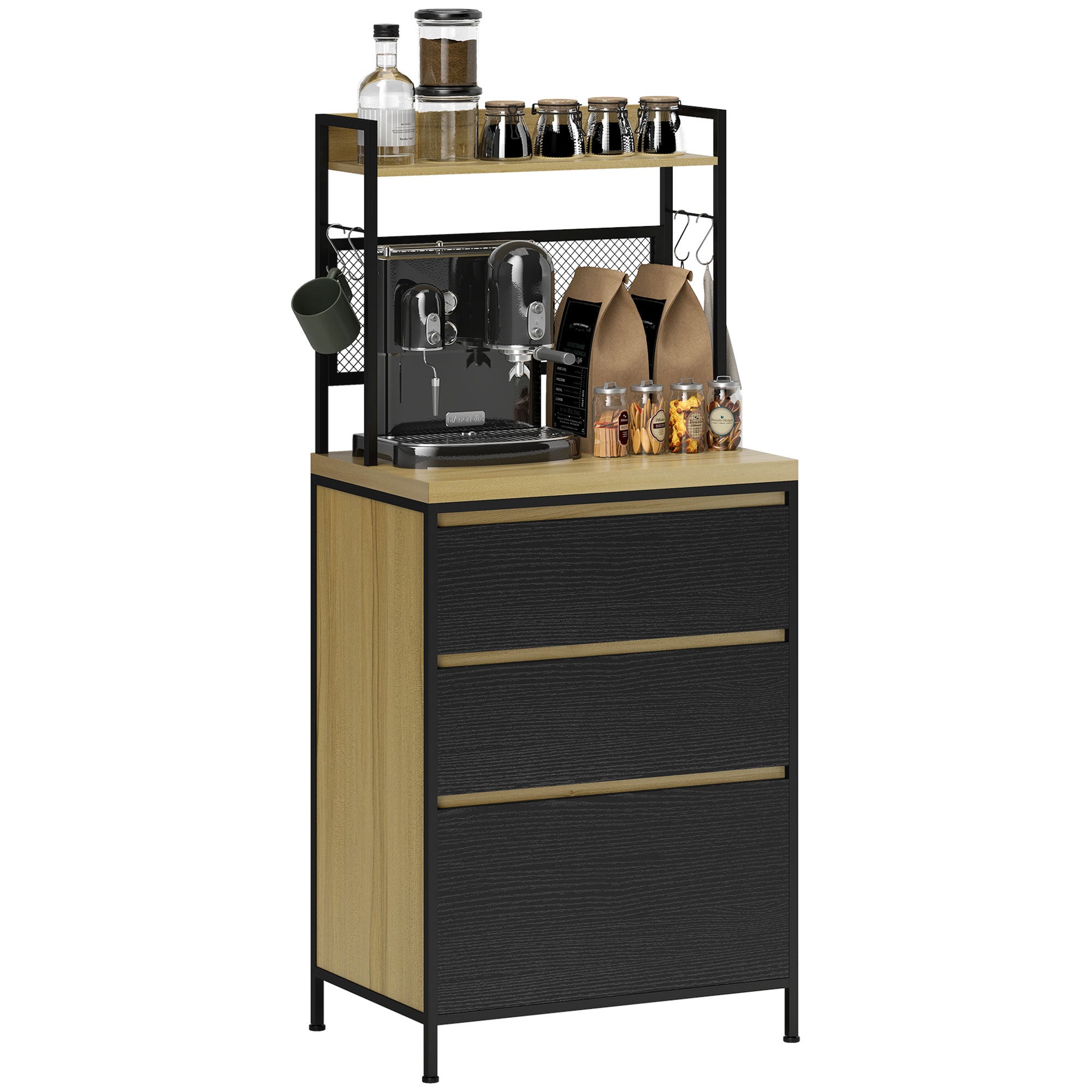 Meuble de cuisine style industriel avec 3 tiroirs, plan de travail ...