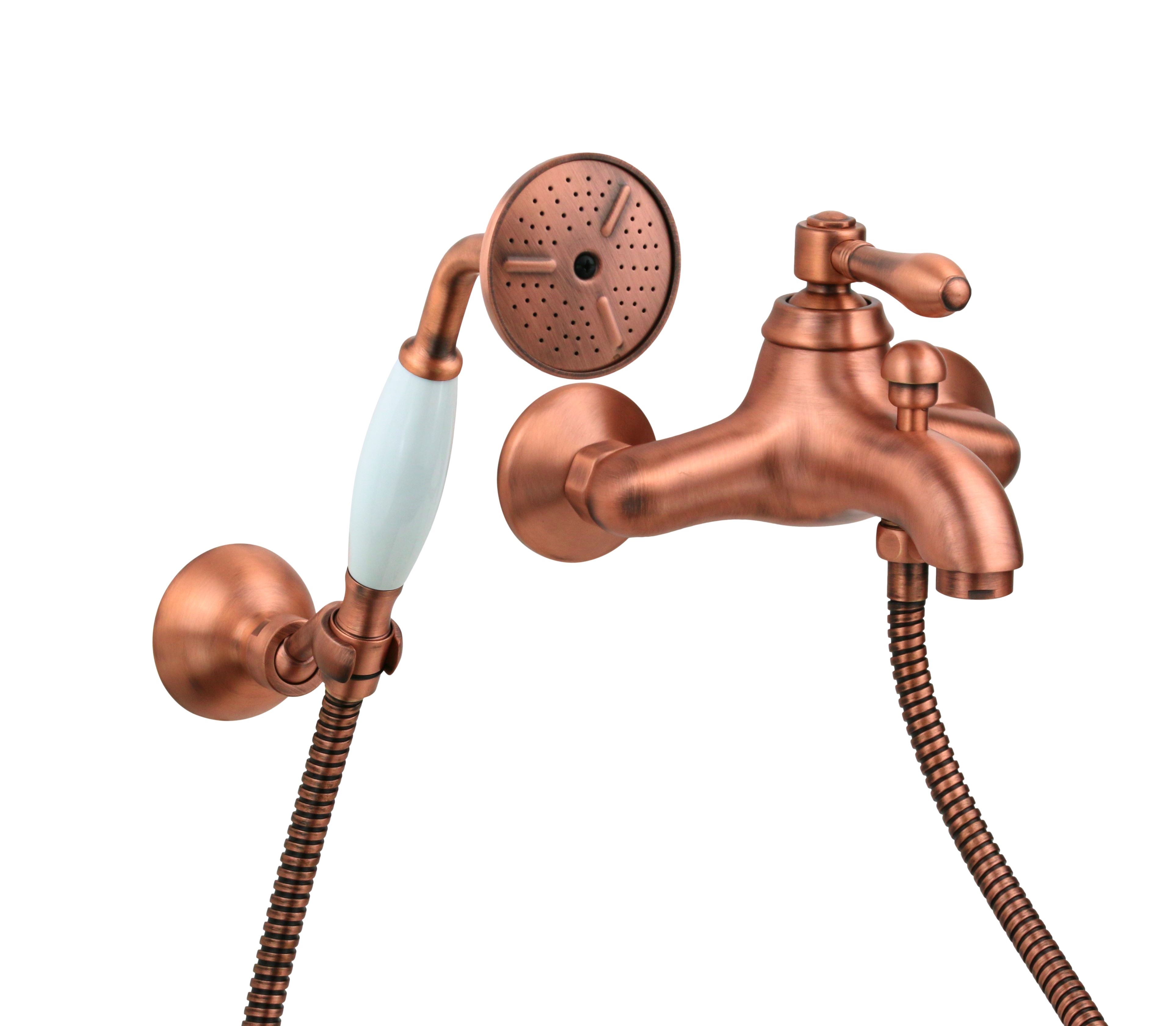 Miscelatore vasca a parete modello retrò colore rame completo di set ...