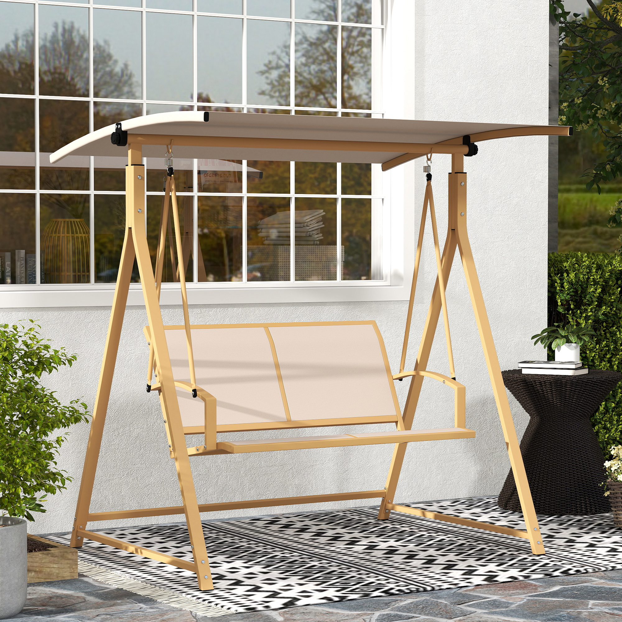 Balançoire de jardin 220 kg 160x112x162 cm 2 places avec auvent ...