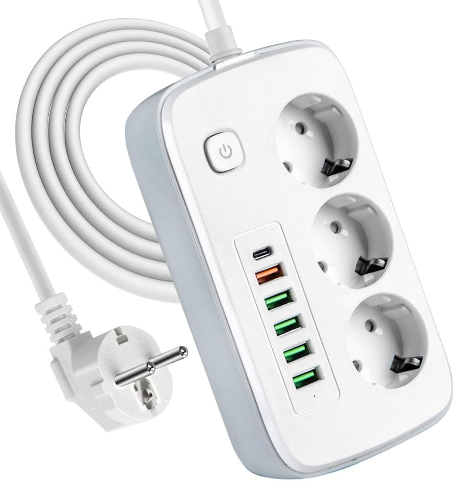 Multiprise avec USB, multiprise 3 Prises avec 5 Prises de Distribution ...
