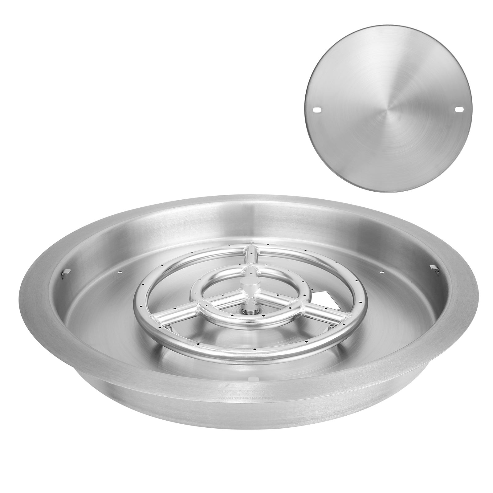 VEVOR Brasero Extérieur Rond Encastrable 485,14 mm Brûleur Foyer à Gaz ...