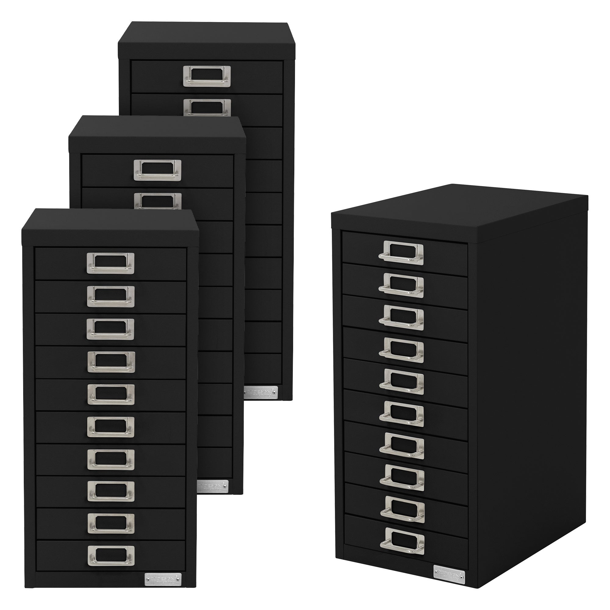 Set de 4 armoire à dossiers avec 10 tiroirs en métal noir classeur ...
