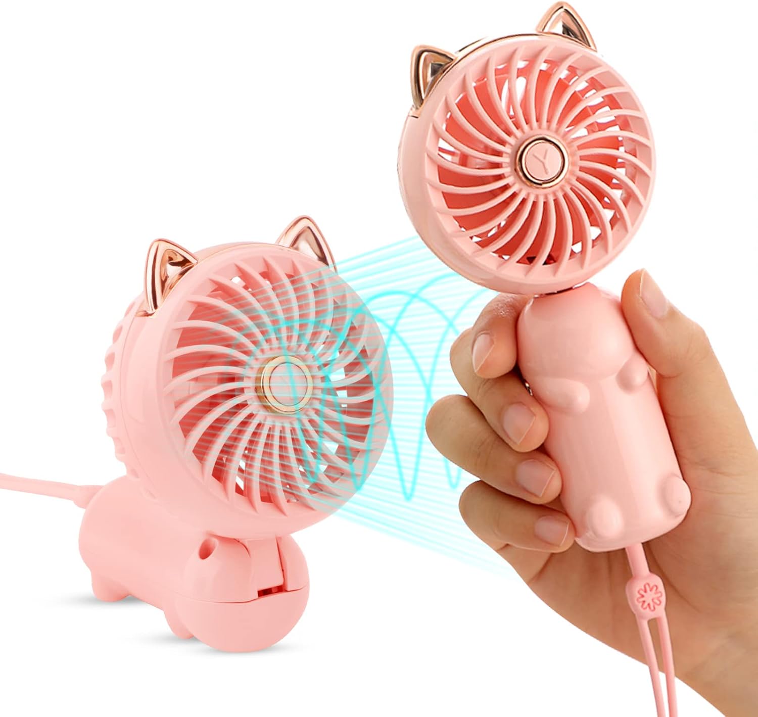 Mini ventilateur portable avec batterie rechargeable et 3 vitesses ...