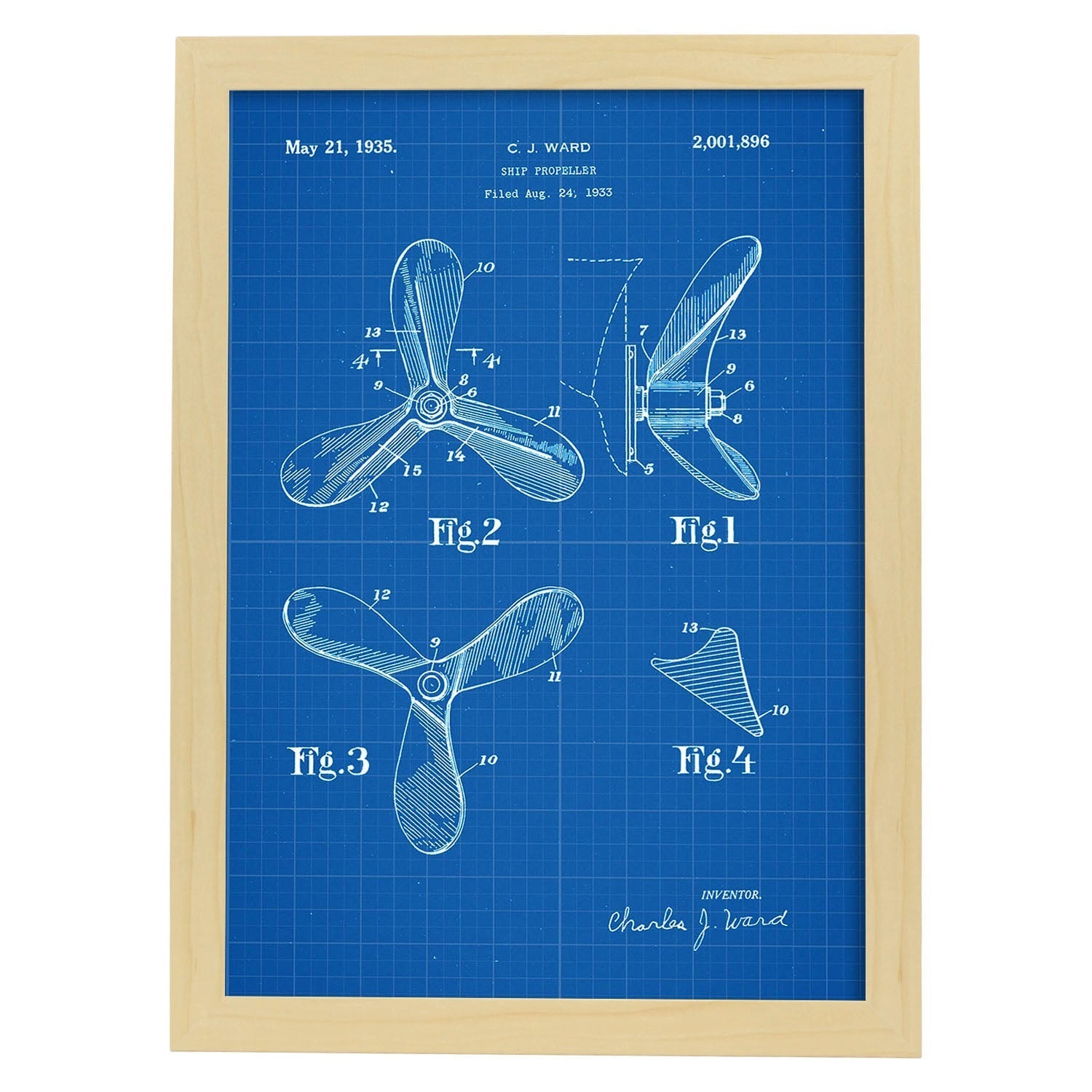 Boat Helice Patent Affiche. Perte Avec Ancien Cadre De Conception De ...
