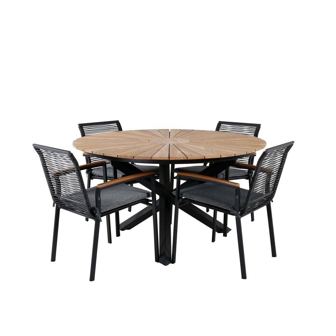 Mexico Ensemble table et chaises de jardin, table Ø140cm et 4 chaises ...