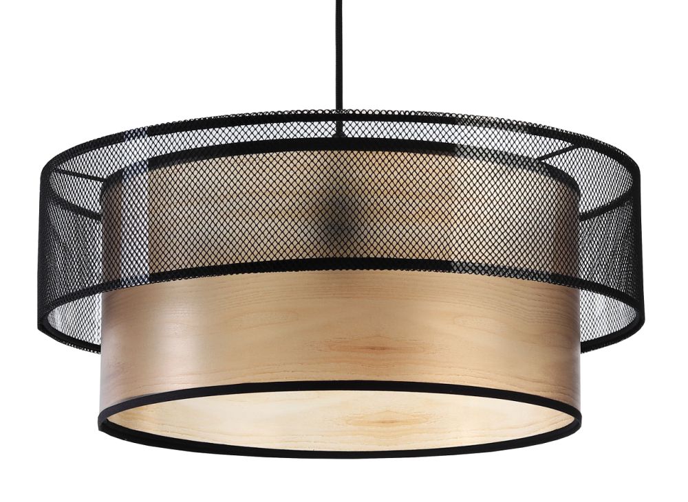 Suspension Duo, diam. 60 cm, filet noir, imitation bois, E27 | Leroy Merlin