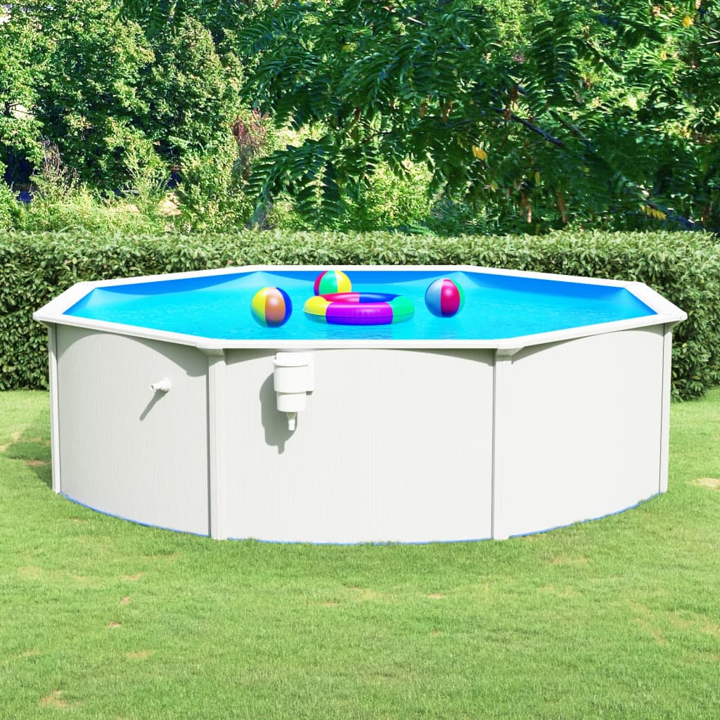 Piscina redonda con paredes de acero 460x120 cm blanca vidaXL | Leroy ...
