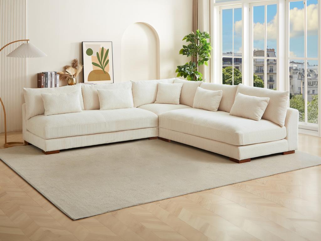 Sofá rinconera reversible de pana beige SPERONE de Pascal Morabito ...