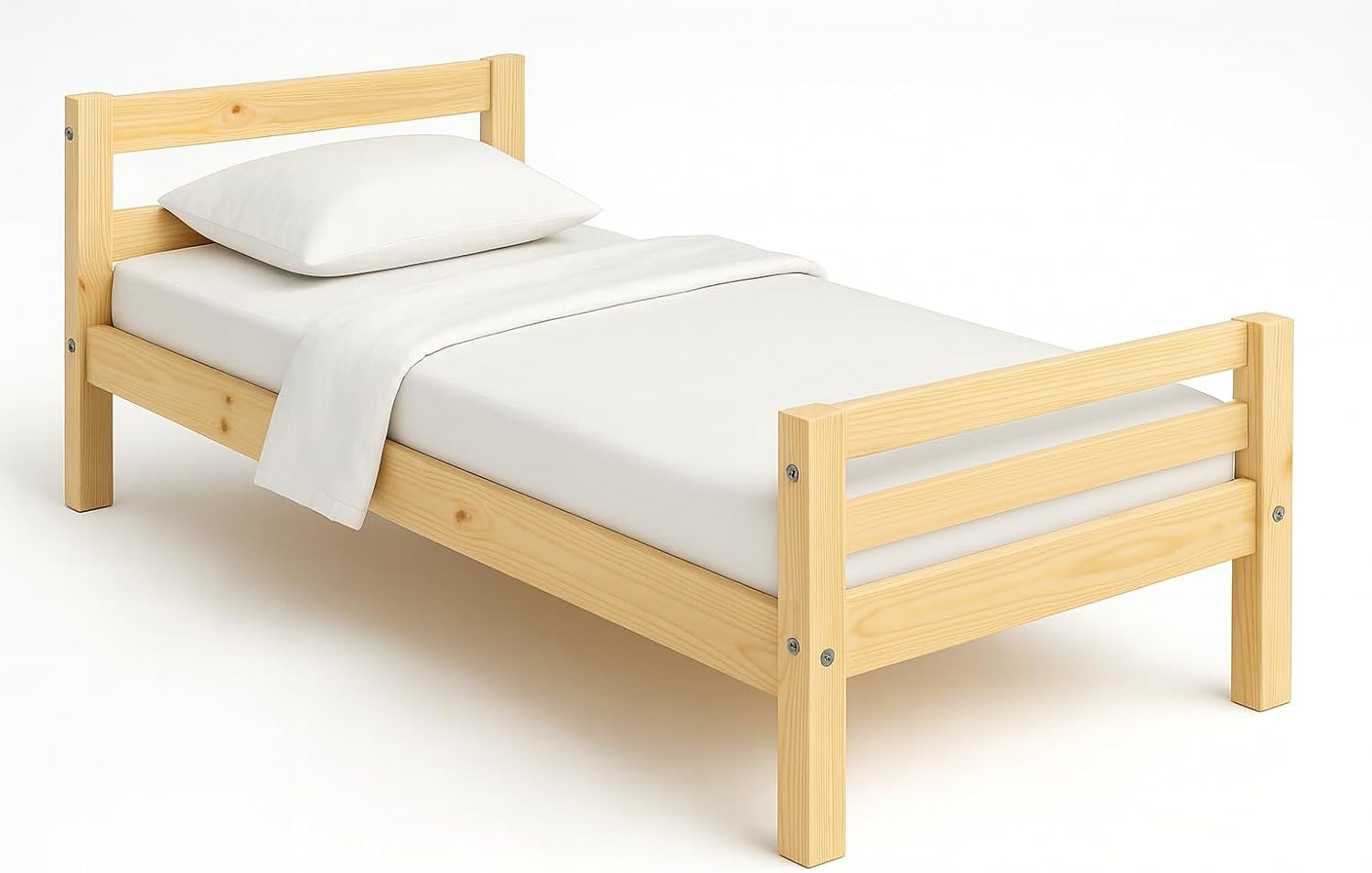 Lit Simple 90 x 190 cm en Bois “Le lit Qui va à l’Essentiel”- Pin ...