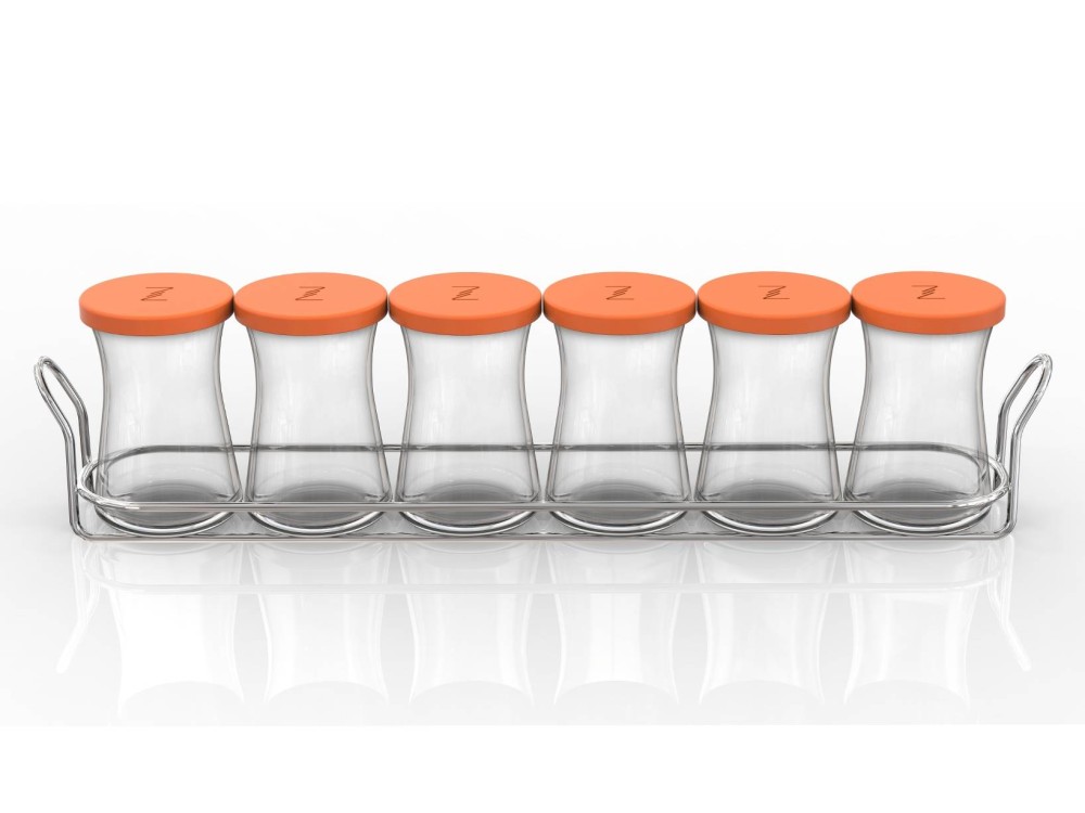 Lot de 6 pots à épices Zest Couvercle orange Cc 160 Orange Pasabahce ...