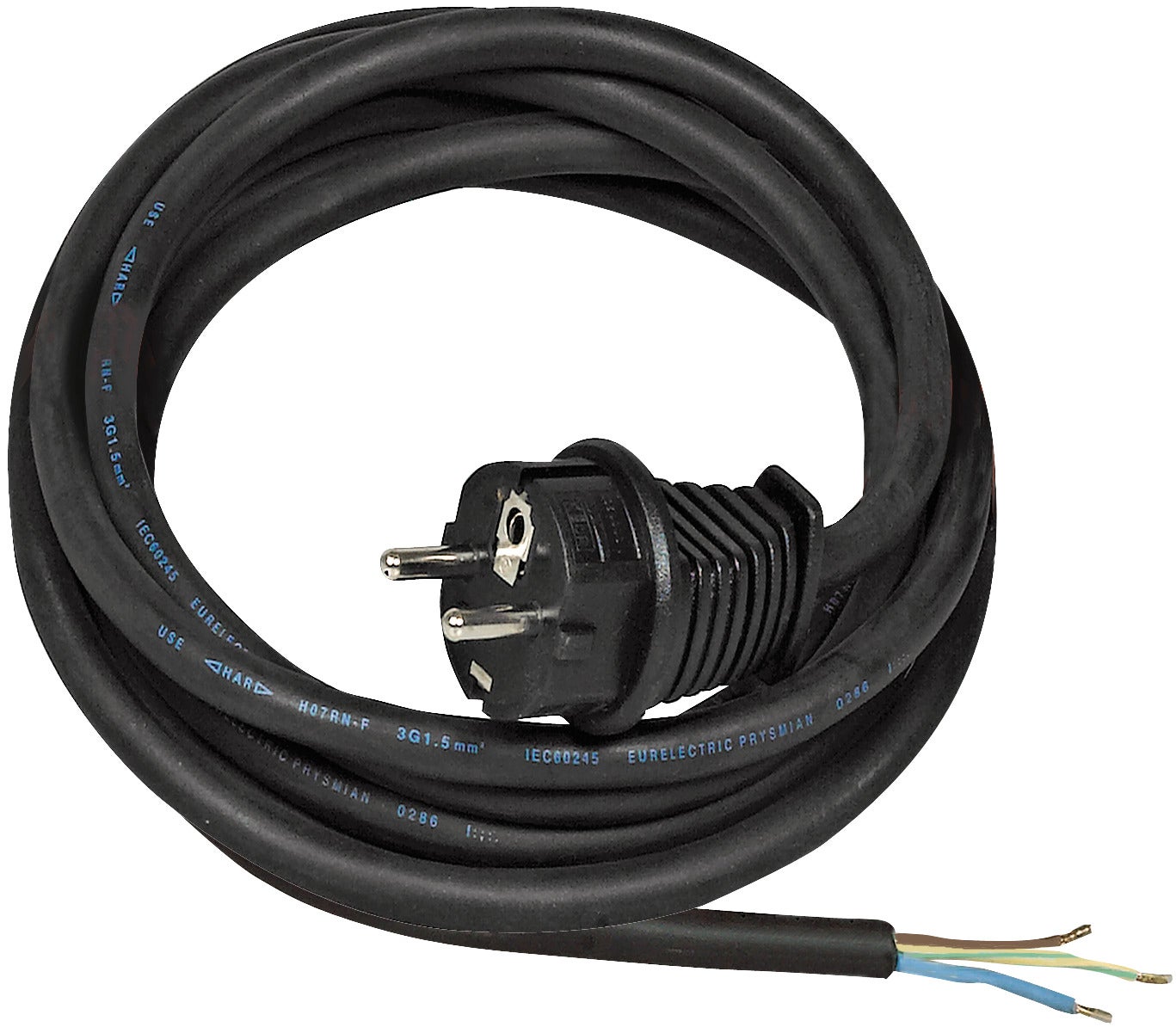 Rallonge électrique avec une extrémité aux fils dénudés H07RN-F 3G1,5 ...