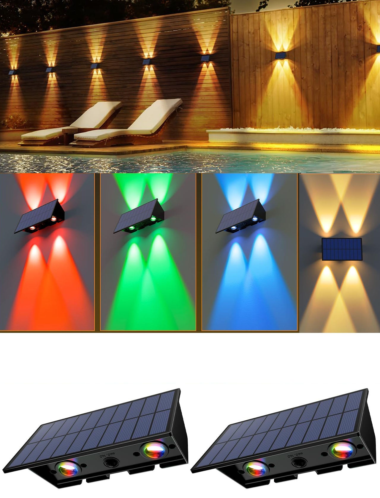 Paquet de 2 lampes solaires LED lampe murale à énergie solaire ...