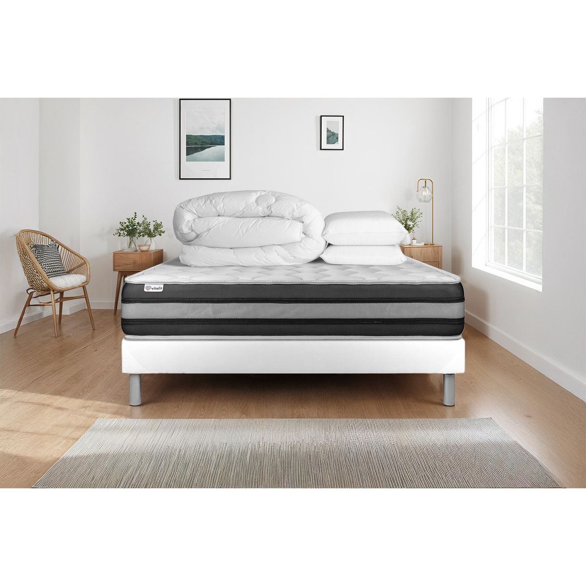 Pack Matelas VITALSPRING ZEN - Ressorts ensachés et mémoire de forme ...