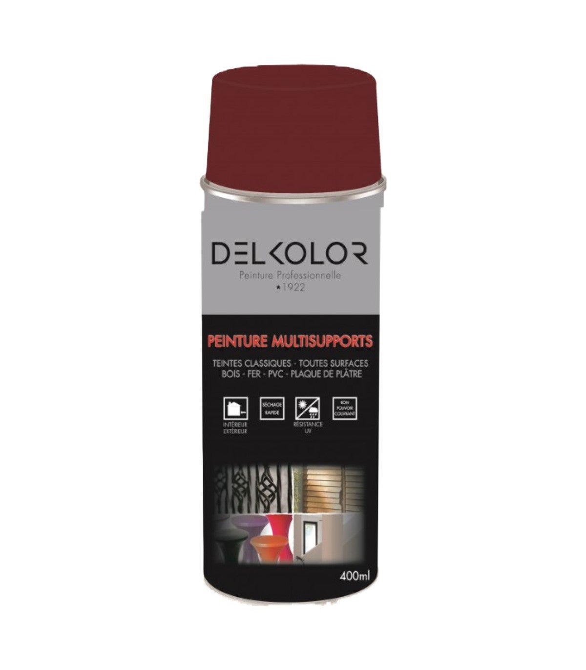Delkolor Peinture en Aérosol - Couleurs RAL - 400ml (RAL 3004 ROUGE ...