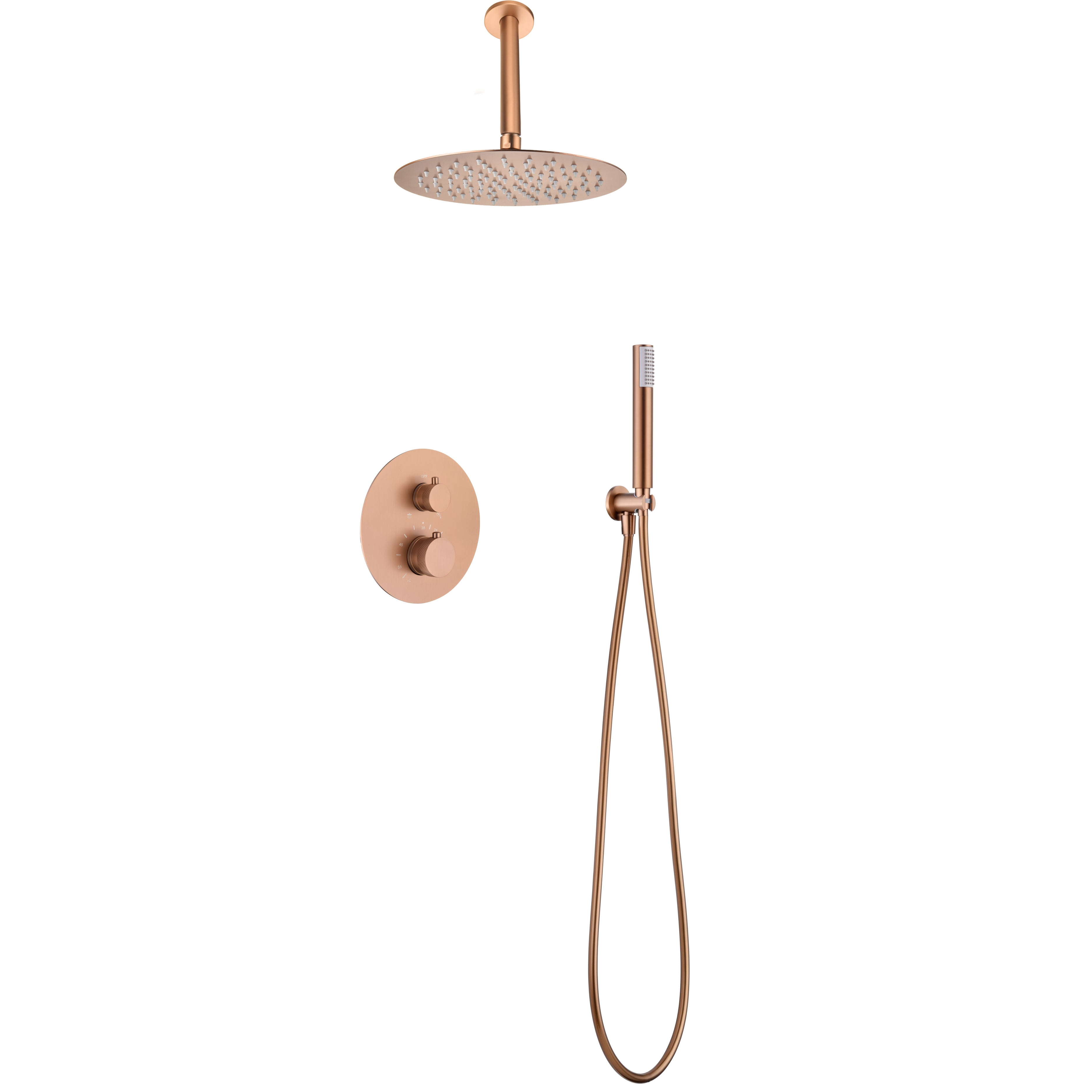 Conjunto ducha termostático empotrado Top oro rosa cepillado | Leroy Merlin