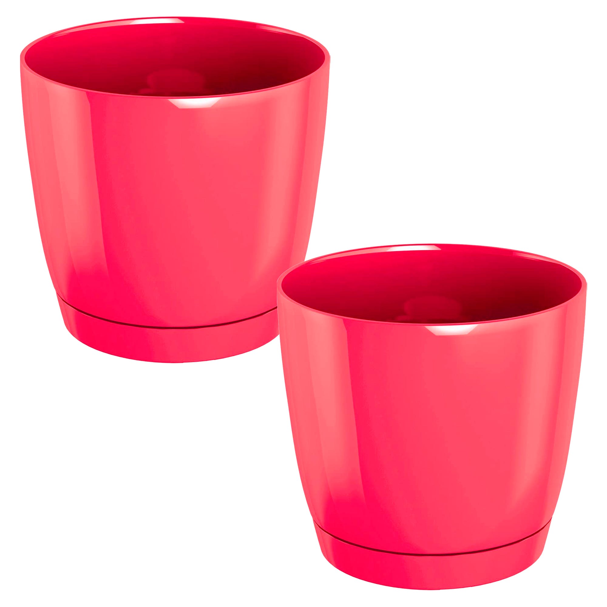 2 Pot Plastique Coubi Round P Cerise 12 X 12 X 11 Cm Leroy Merlin