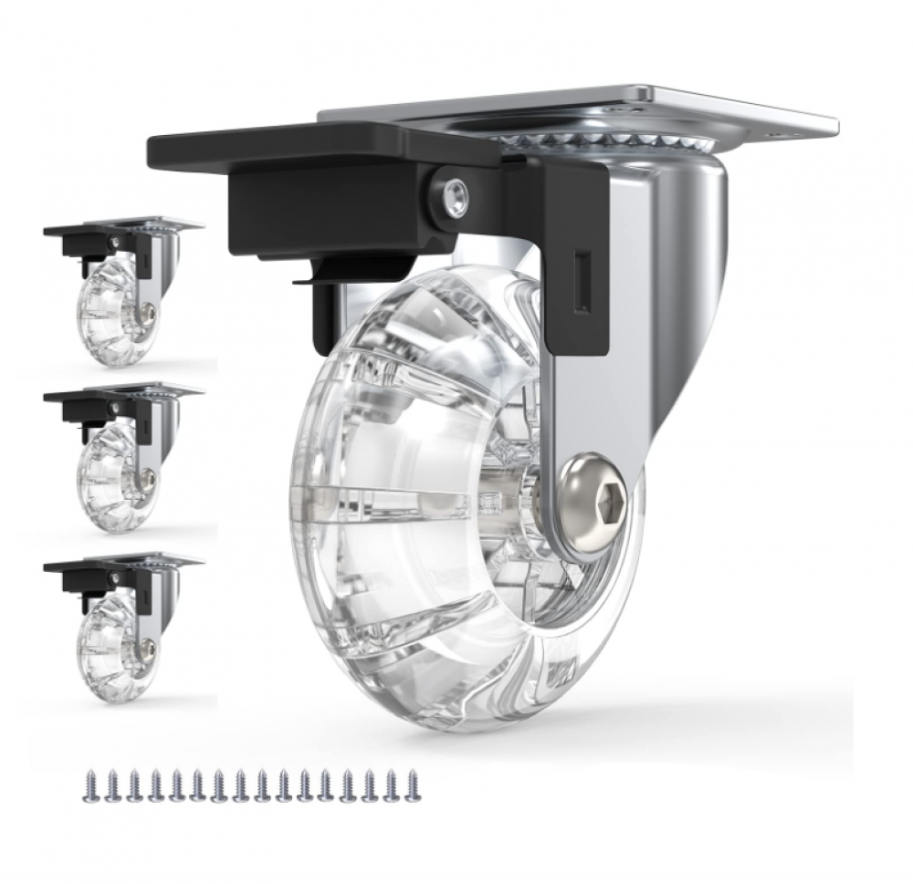 Set di 4 ruote per mobili con freni, ruote girevoli a 360°, fino a 160 ...