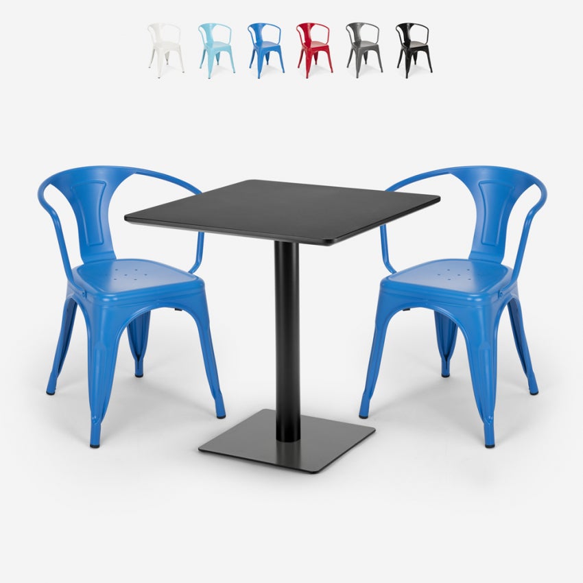 Ensemble Table Horeca 70x70cm et 2 Chaises Design Industriel Cuisine ...