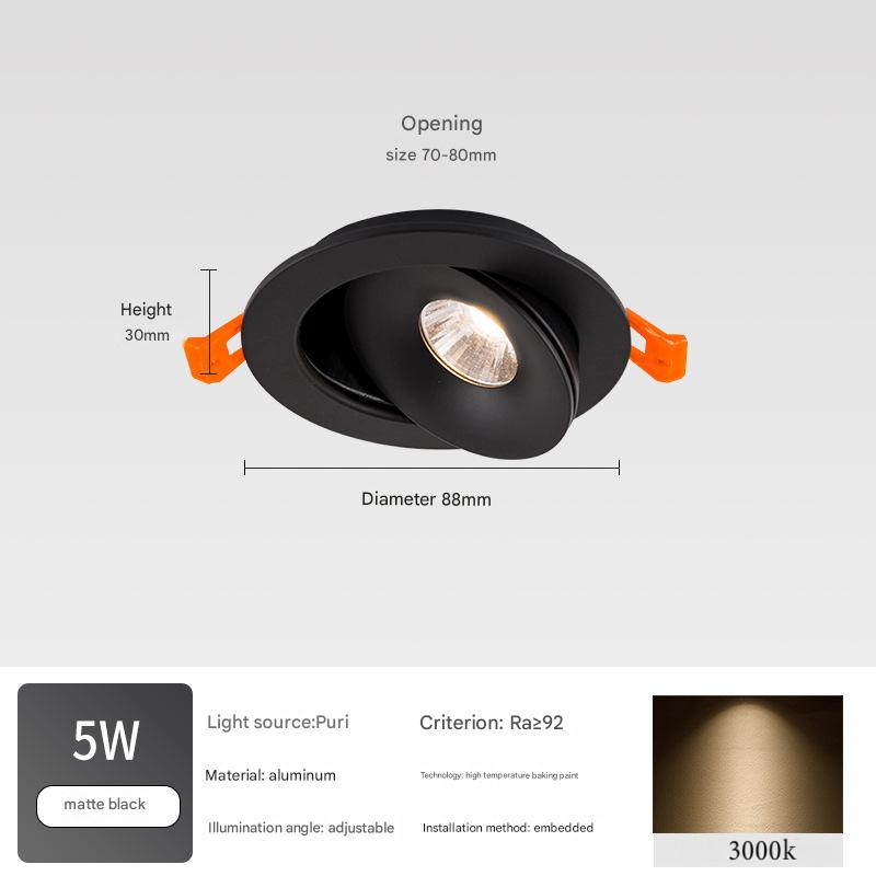 Spot encastré LED, ultra-fin, orientable à 360°, éclairage COB sans fil ...