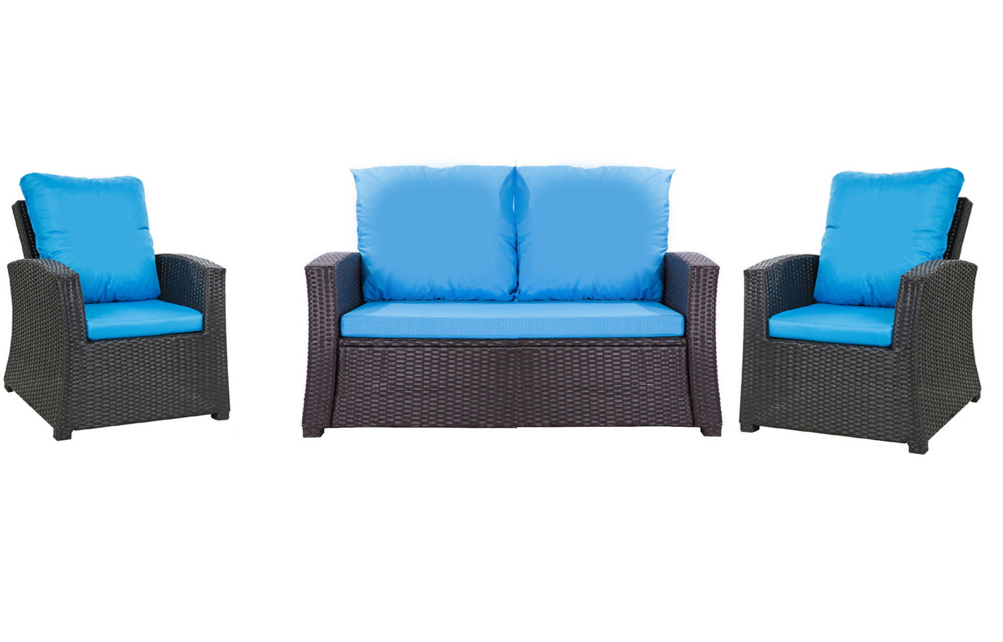Set coussins pour salon de jardin résine tressée 4 personnes, coussins ...
