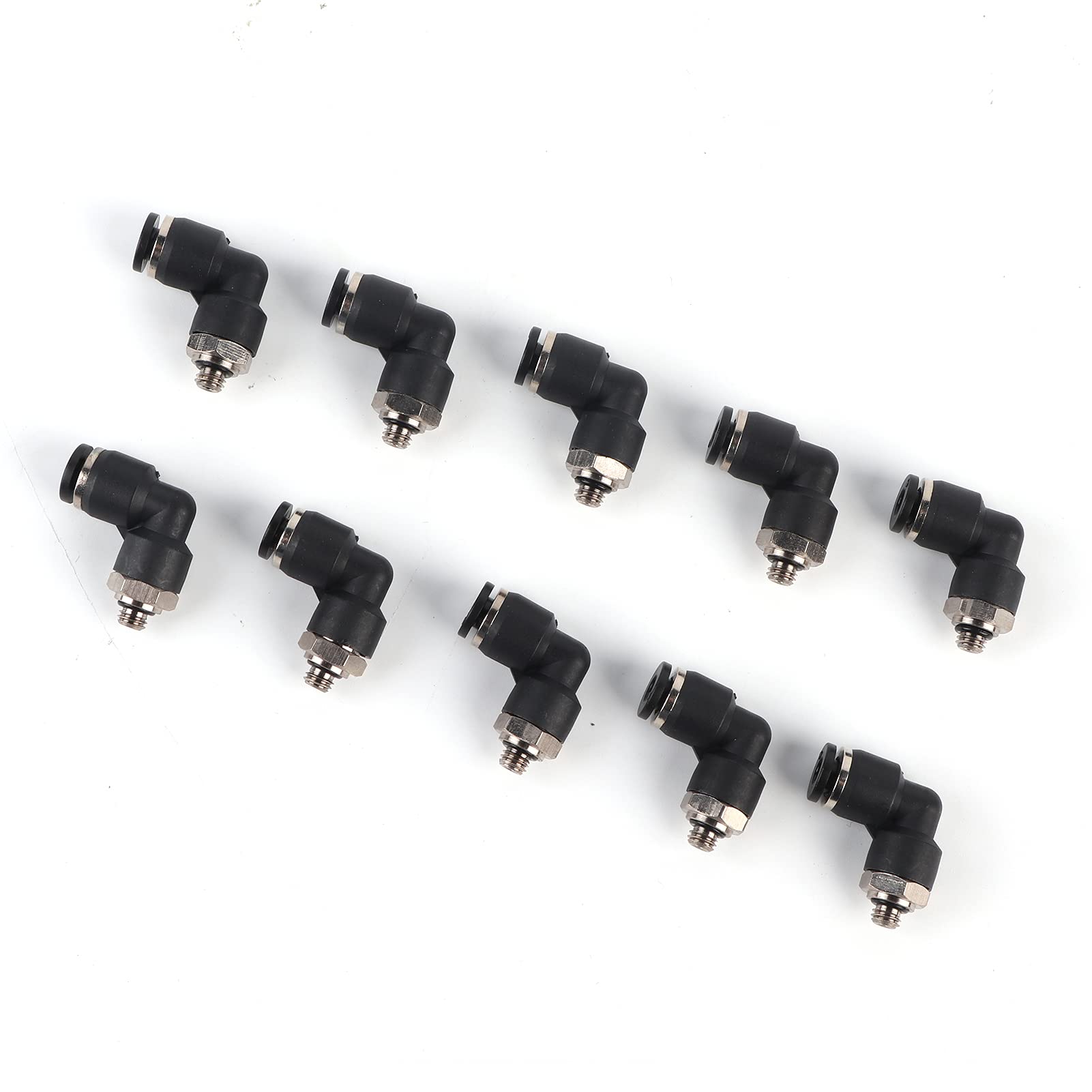 10 conectores neumáticos en forma de L, rosca externa en ángulo recto ...