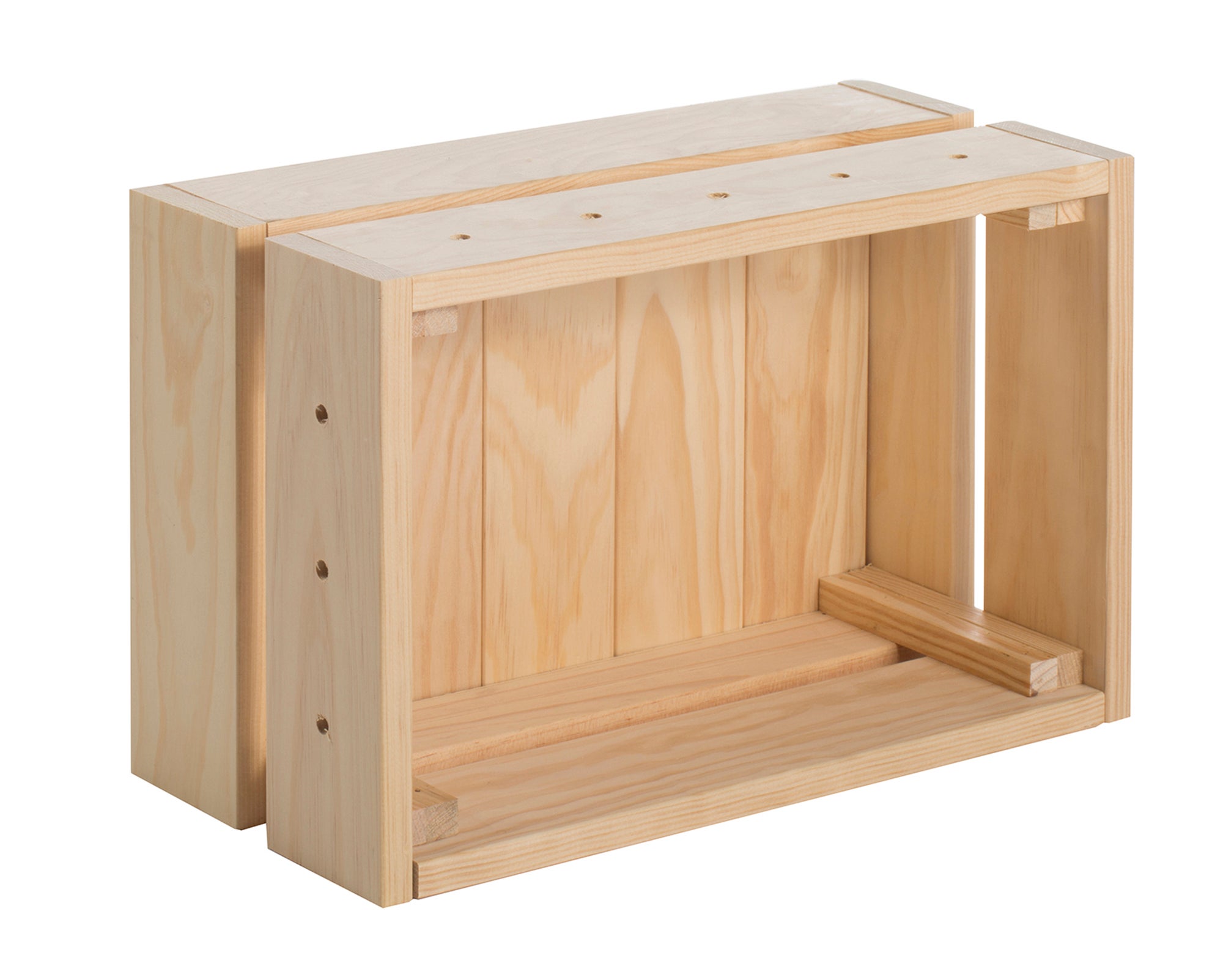 Boîte Homebox en pin massif emboîtable et empilable 25,6x38,4x18 cm ...