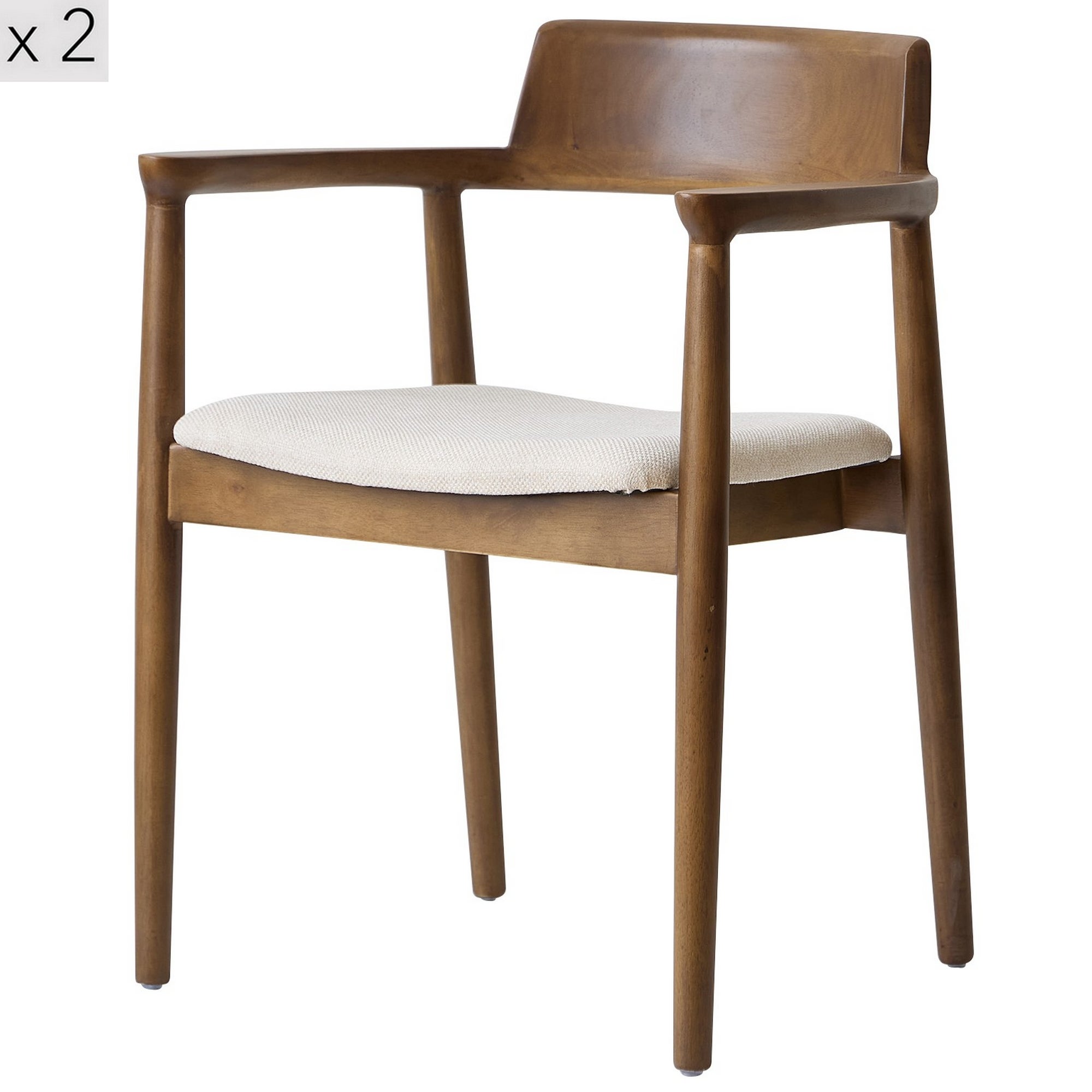 Nordlys - Lot de 2 Chaises de Salle a Manger Scandinave en Bois Massif ...