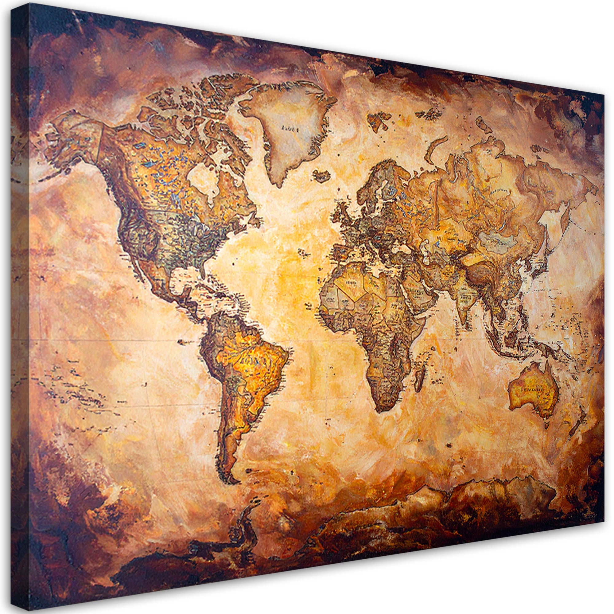 Toile Imprimée Carte du monde style vintage ancien 60x40 | Leroy Merlin