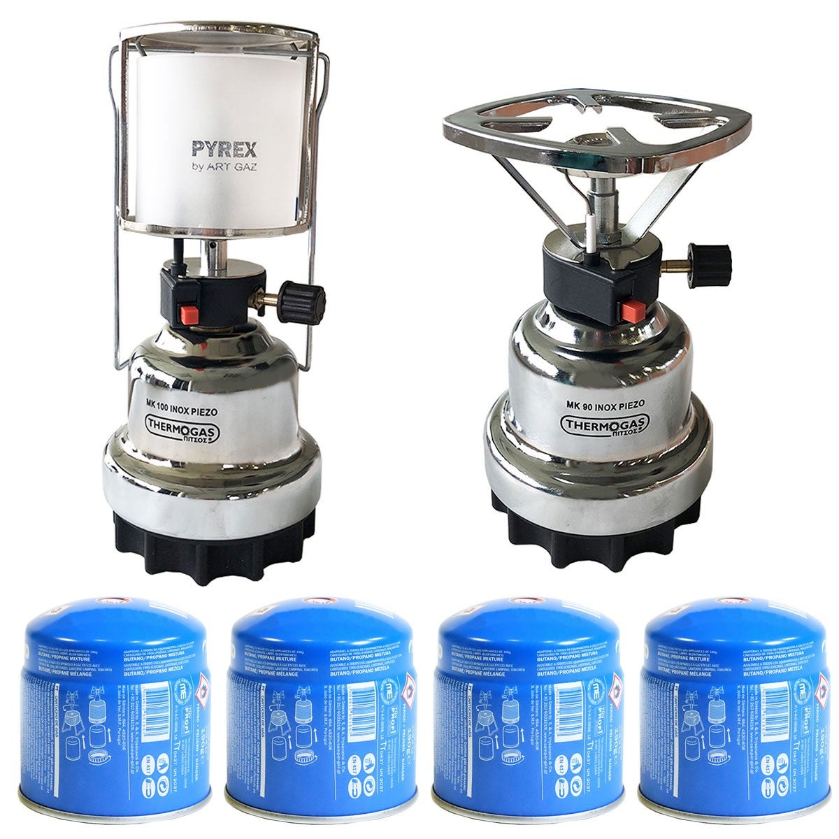 Kit Lámpara de gas + Hornillo de gas cáscara de acero inoxidable ...