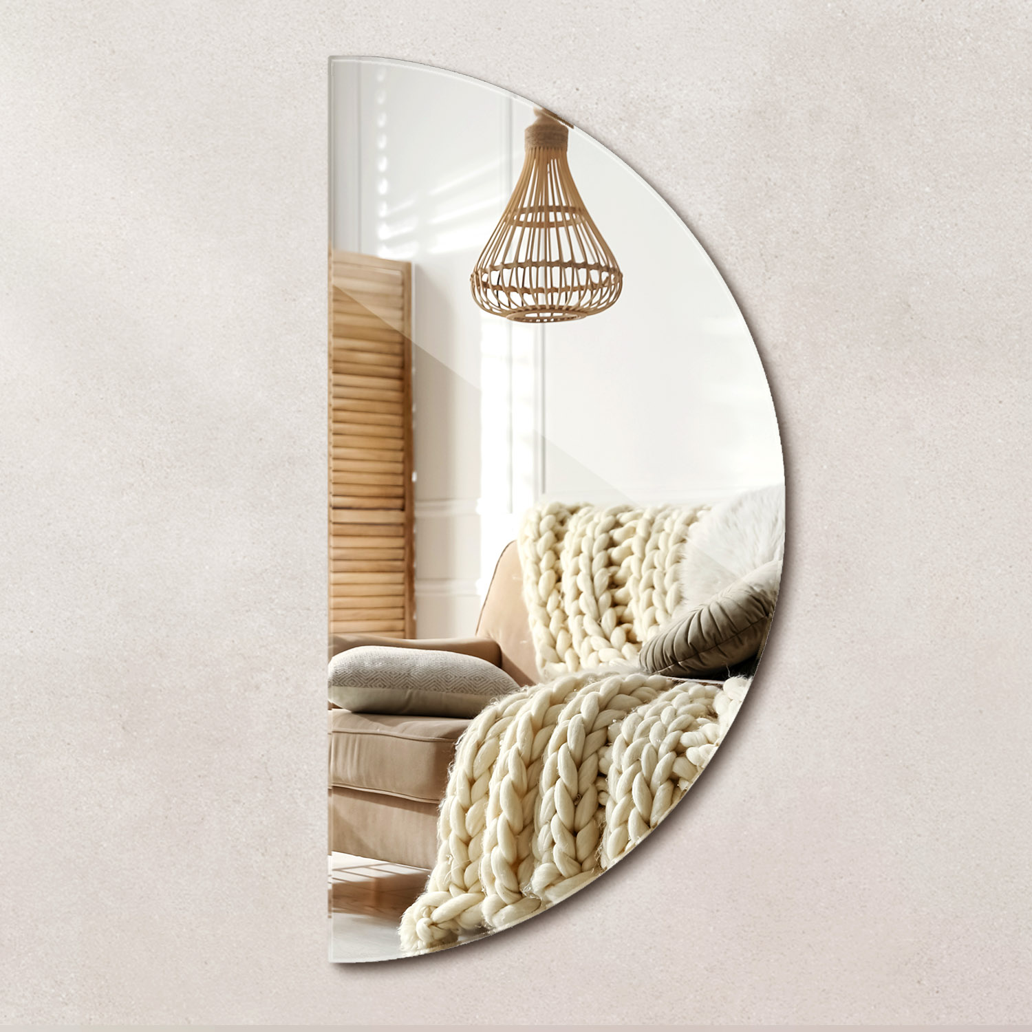 Miroir Demi-Rond Loft | 45 x 90 cm | Miroir Mural Style Industriel ...