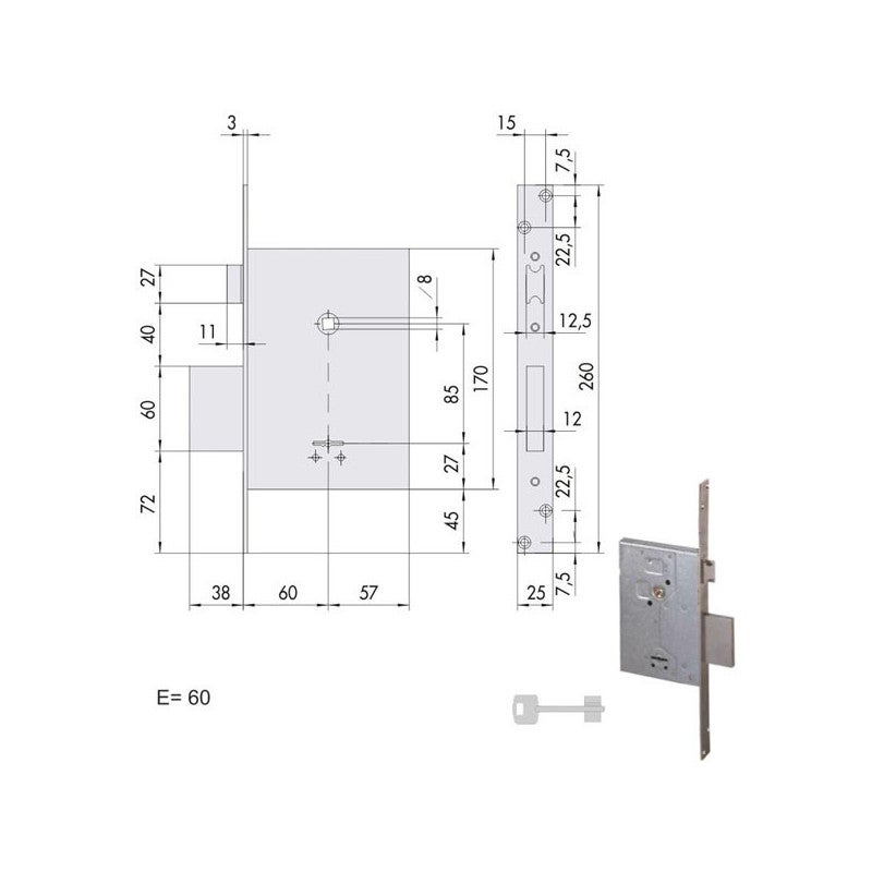 CISA CERRADURA 57250.60.0 EMBUTIR GORJA PALETON | Leroy Merlin