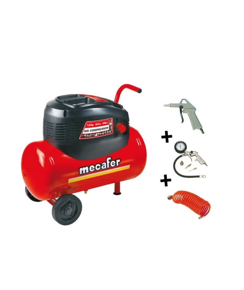 MECAFER Compresseur d'air 24L 1,5HP Oil Home Master Kit | Leroy Merlin