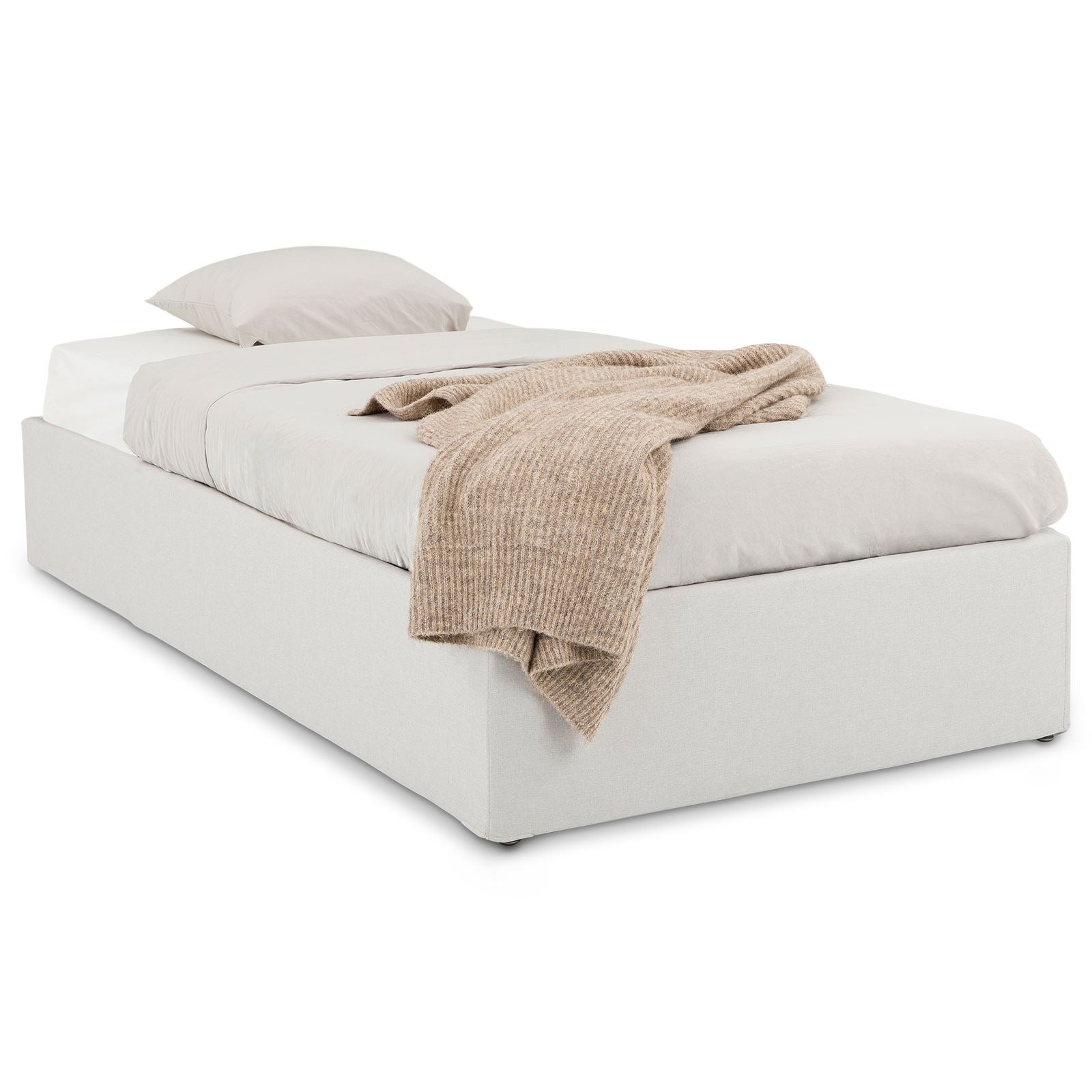 Lit coffre BLISS 90 x 190 rembourré en tissu - Gris | Leroy Merlin