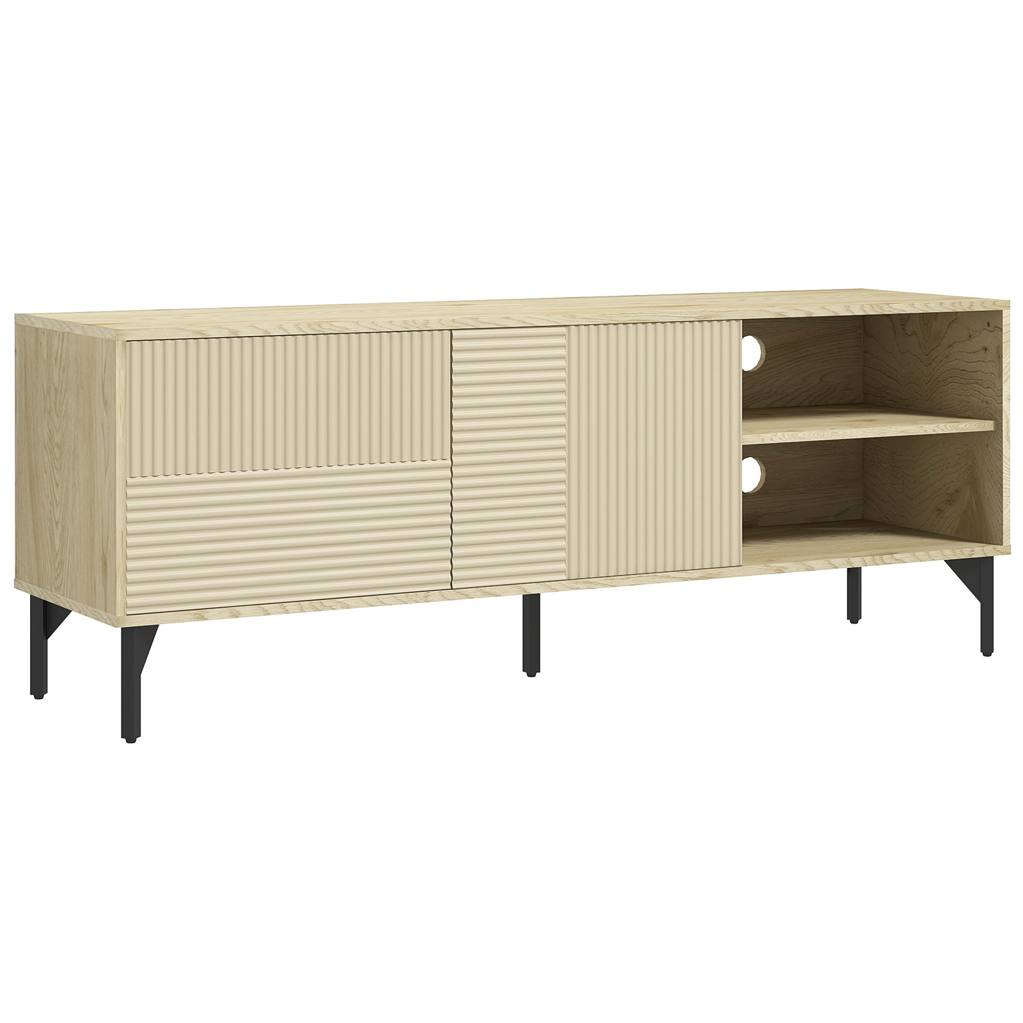 Meuble TV banc TV design Urban Craft - 2 portes, 2 étagères, 2 niches ...