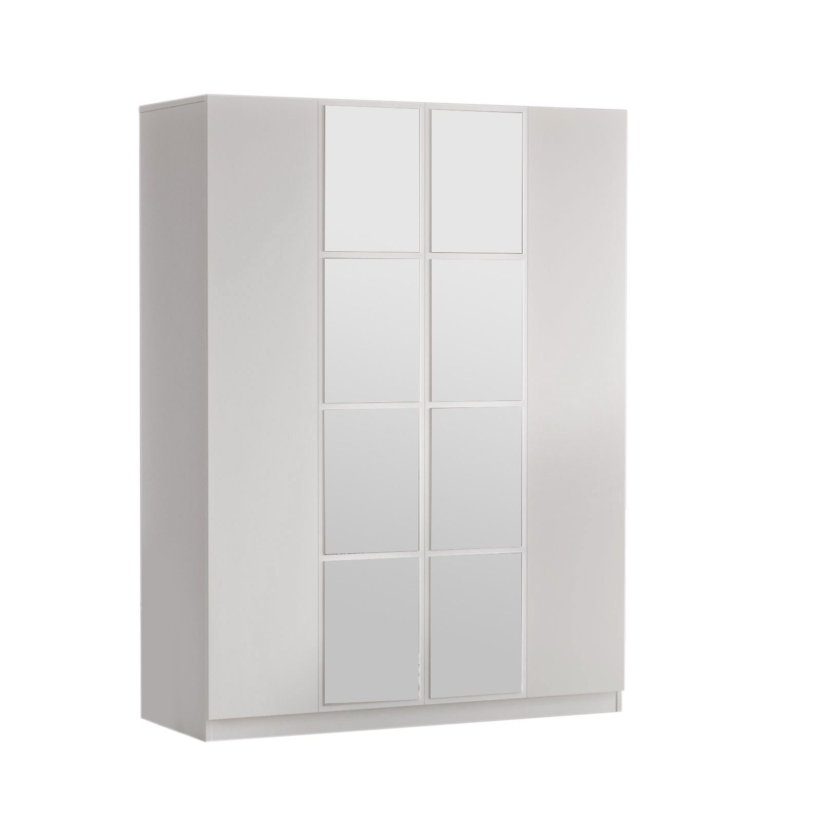 Armoire 4 portes avec miroir Natho L138,4cm Bois Blanc | Leroy Merlin